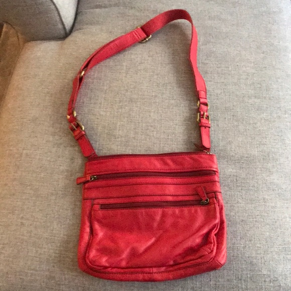 Fossil | Bags | Fossil Red Leather Crossbody Bag | Poshmark